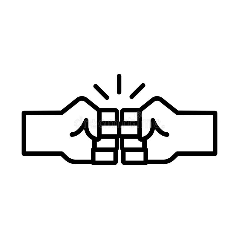 Handshake and Fist Bump Outline Icon with Agreement or Partnership Line ...