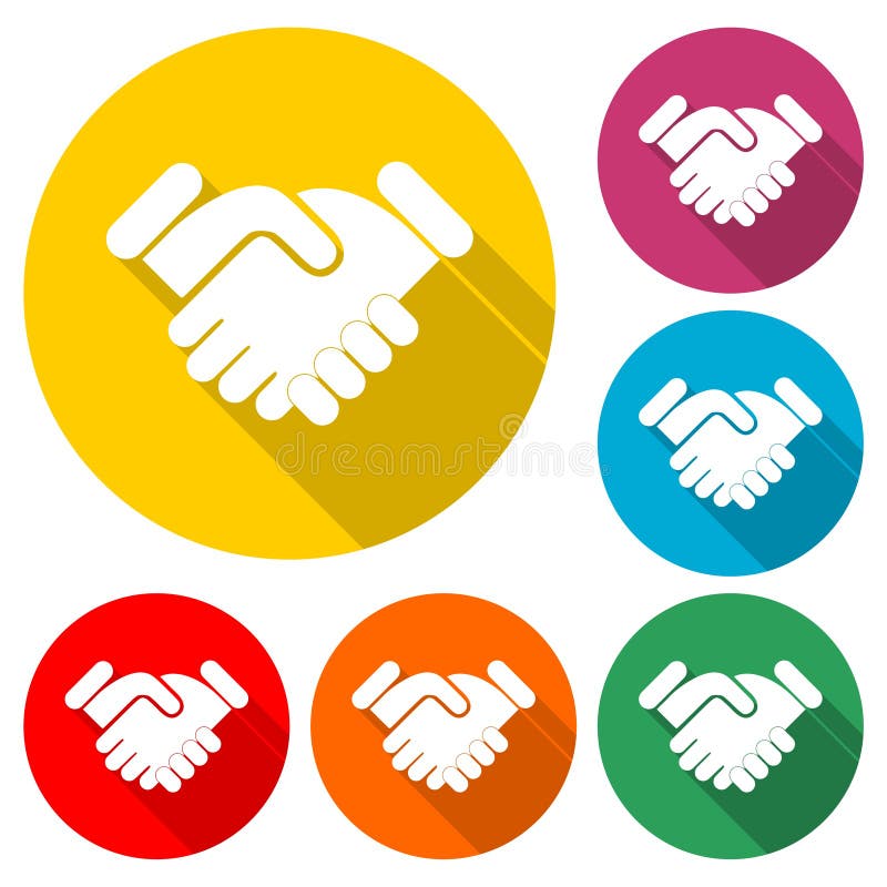 Handshake Flat Design Long Shadow Icon Stock Illustration ...