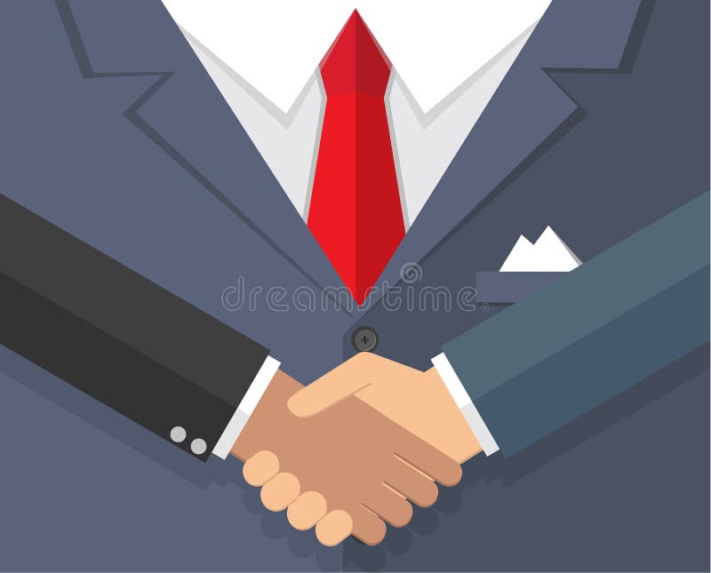 Handshake in Flat Style Suit Stock Vector - Illustration of leadership ...