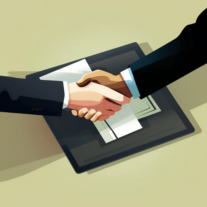 Handshake in flat style stock illustration. Illustration of partnership ...