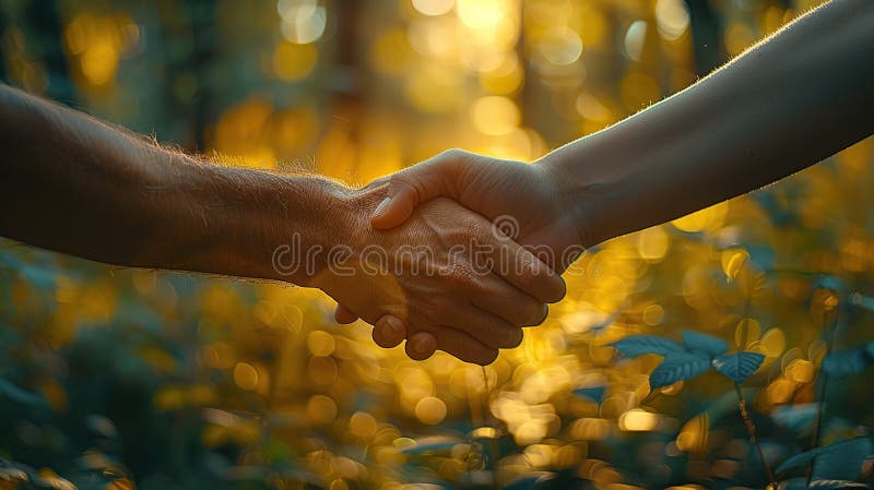 Handshake in the Forest stock illustration. Illustration of symbolism ...