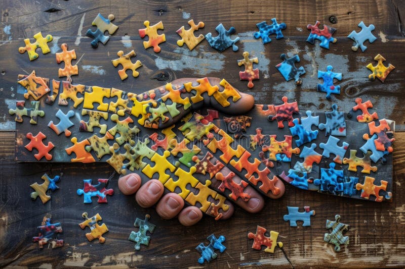 Handshake Formed from Puzzle Pieces, Signifying Collaboration and ...