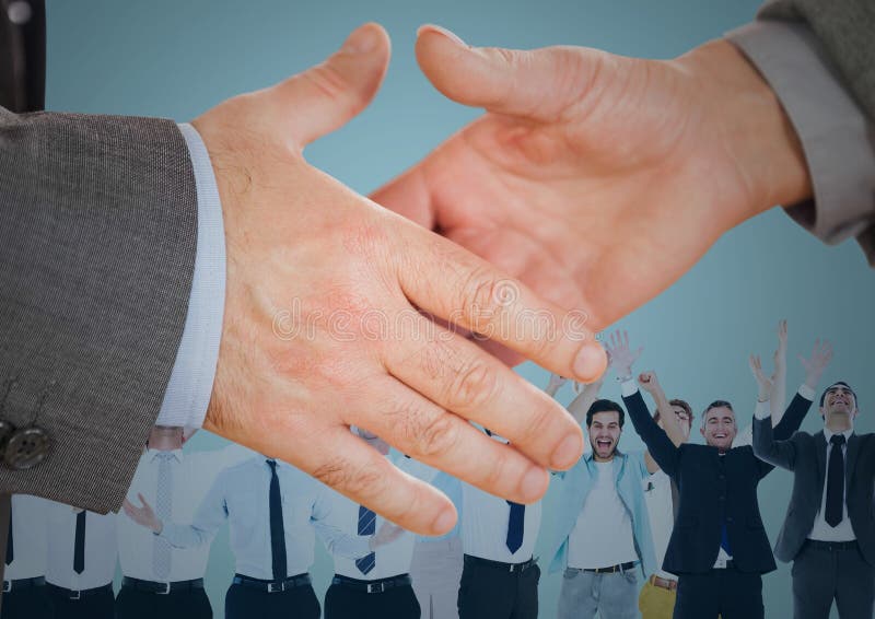 Handshake Front Business People Blue Background Stock Photos - Free ...