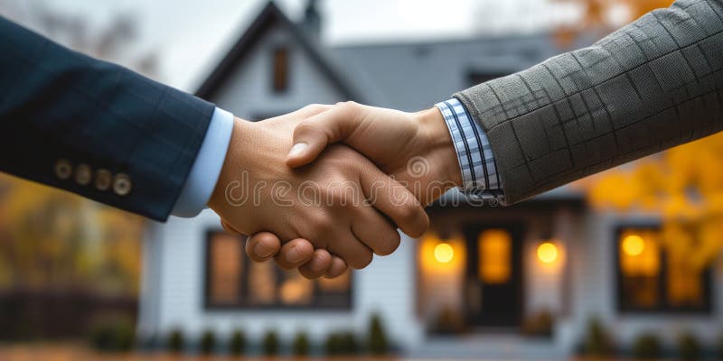 Handshake in Front of House Symbolizing Successful Real Estate ...