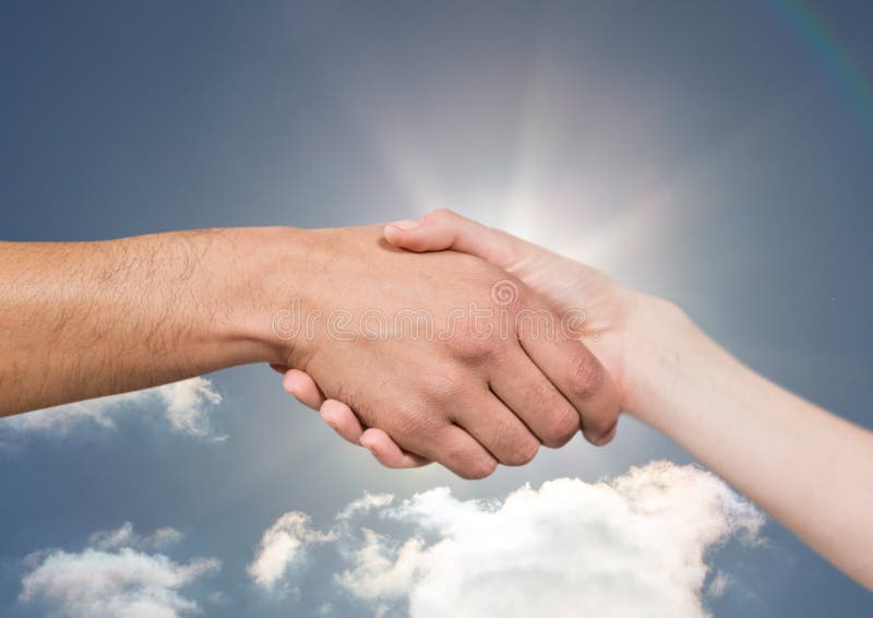 Handshake in front of sun stock image. Image of coworkers - 93220061