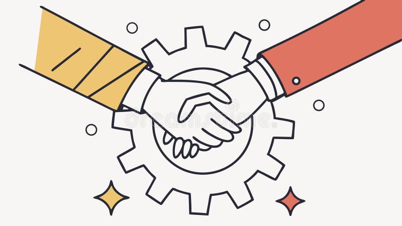 Handshake with Gear Icon, Collaboration and Innovation, Vector Design ...