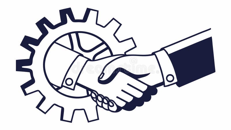 Handshake with Gear Symbol, Collaborative Engineering and Progress ...