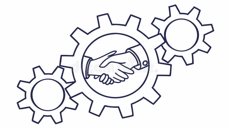 Handshake with Gears Symbol of Teamwork and Collaboration Vector ...