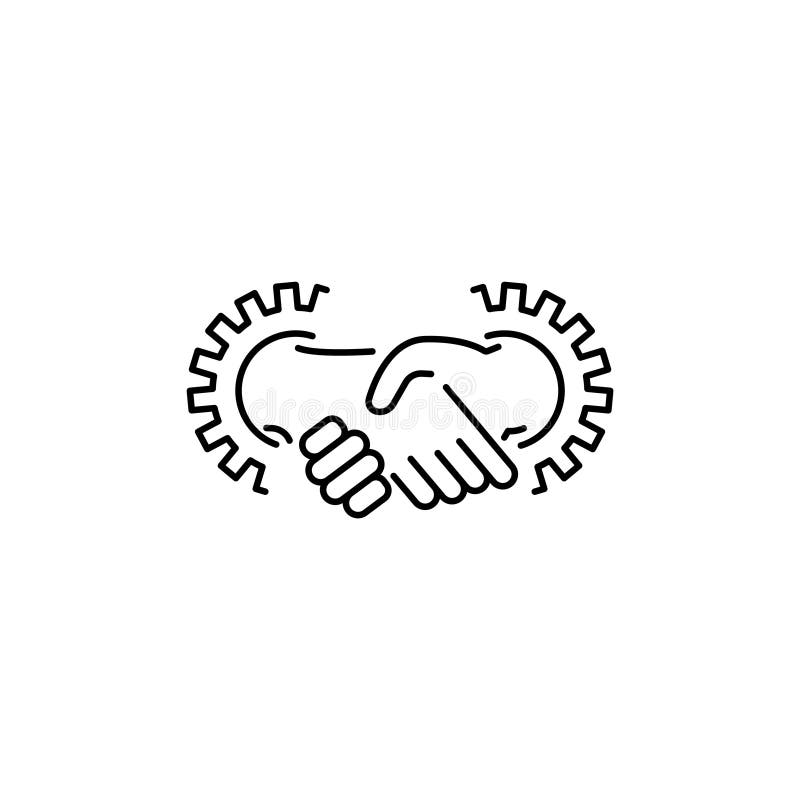 Handshake and Gears Vector Line Icon, Sign, Symbol. Task Stock Vector ...