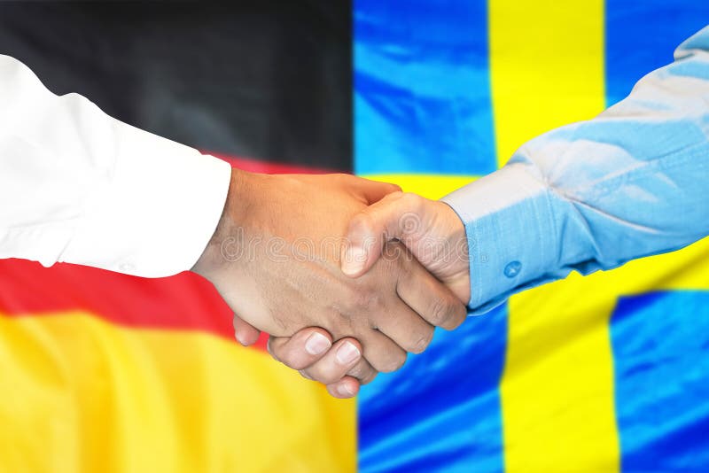 Handshake between Sweden and Denmark Stock Photo - Image of flags, land ...