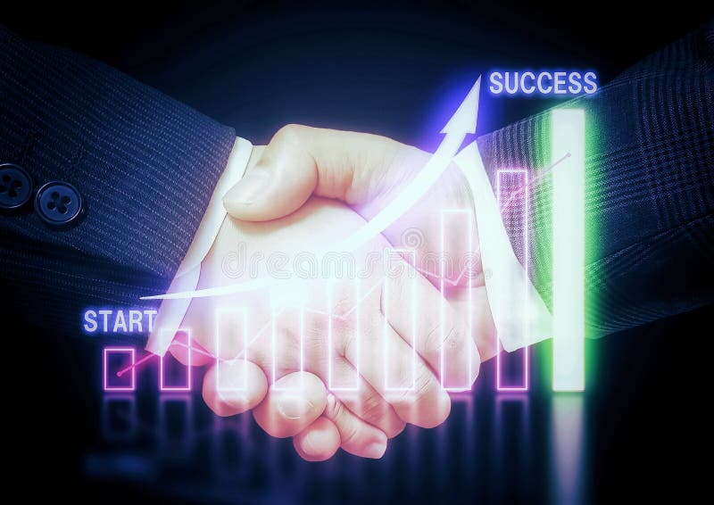 Handshake Gesture and Light Chart Stock Image - Image of investment ...