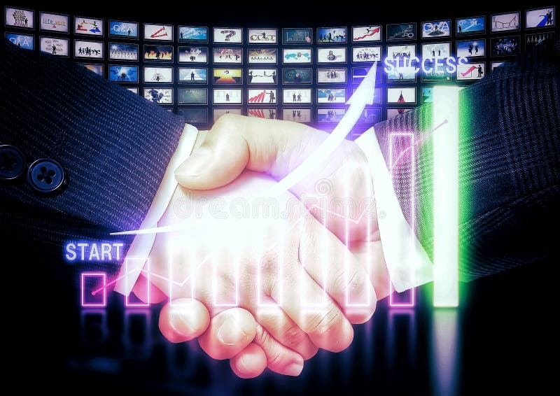 Handshake Gesture and Light Chart Stock Photo - Image of office ...