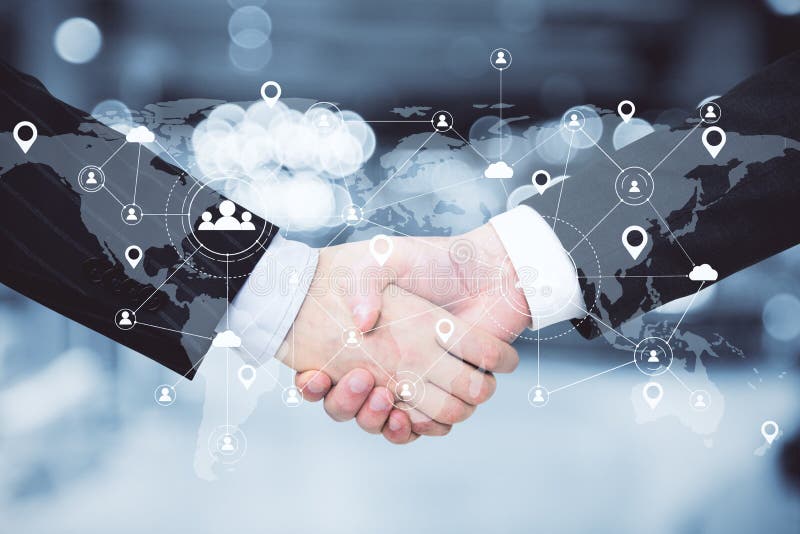 Virtual handshake stock image. Image of office, cooperation - 166185485