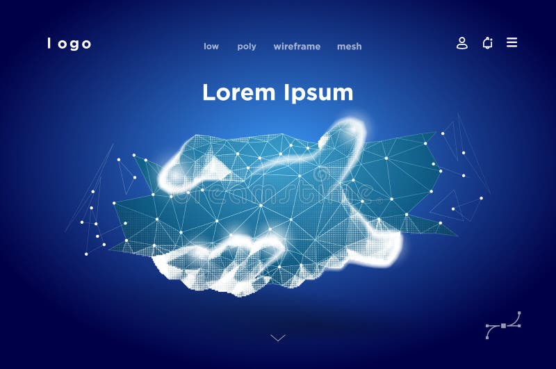 A Handshake Graphic Formed by Point and Line Connection, Graphic Design ...