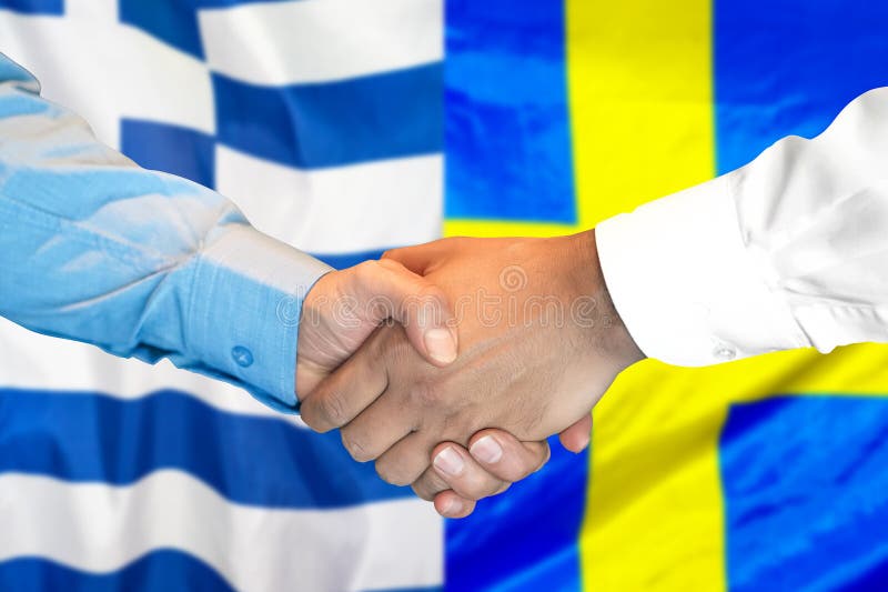 Handshake between Sweden and Denmark Stock Photo - Image of flags, land ...