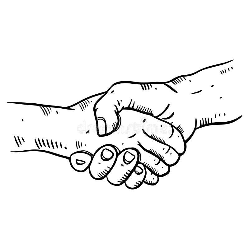 Handshake Hand Drawn Vector Illustration. Engraving Style Stock ...