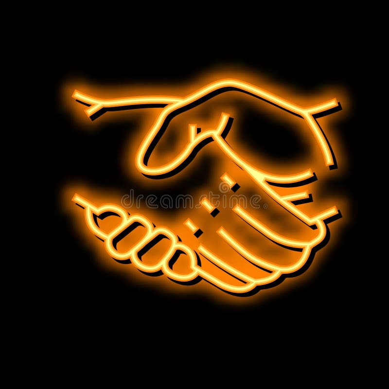 Handshake with Hand Neon Glow Icon Illustration Stock Vector ...