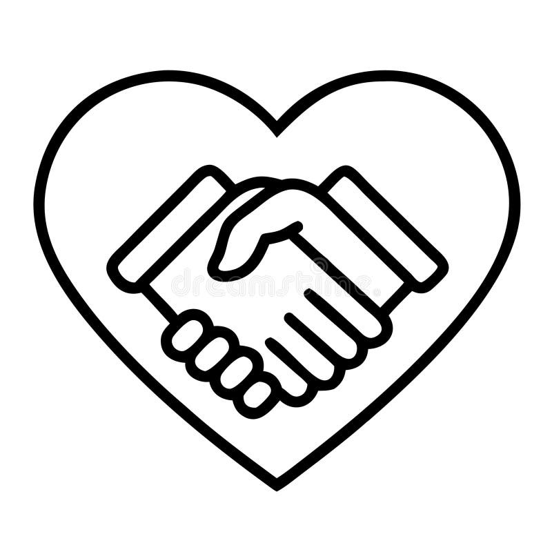 Handshake in Heart Icon - Unity and Compassion Line Vector Design Stock ...