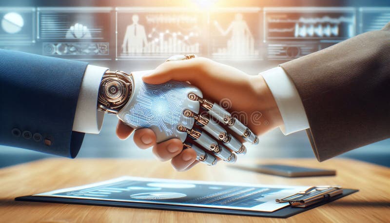 Handshake Human Artificial Intelligence Robot Hand Business Meeting ...