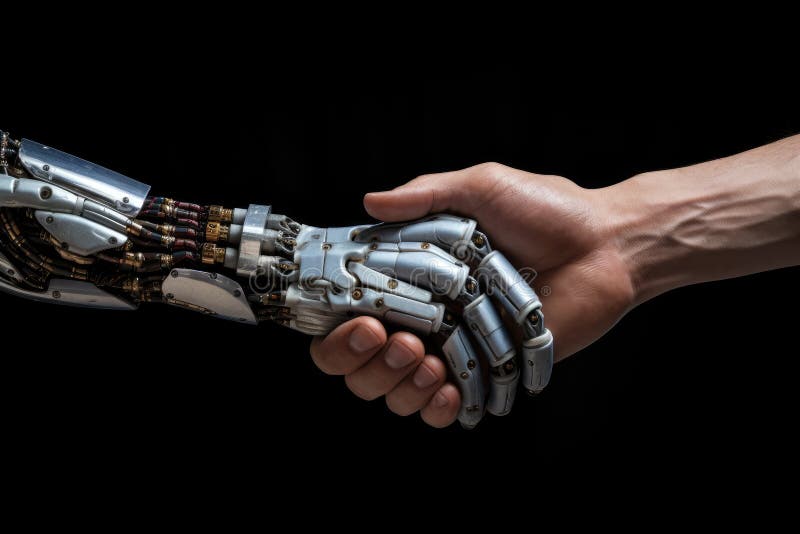 Handshake Human Hand and Robot Hand AI Generated Stock Illustration ...