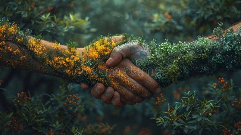 The Handshake between a Human Hand and a Tree is a Concept of the ...