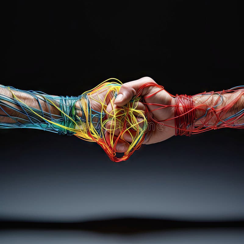 Handshake of a Human-like Hand Just Made with Red Stock Illustration ...