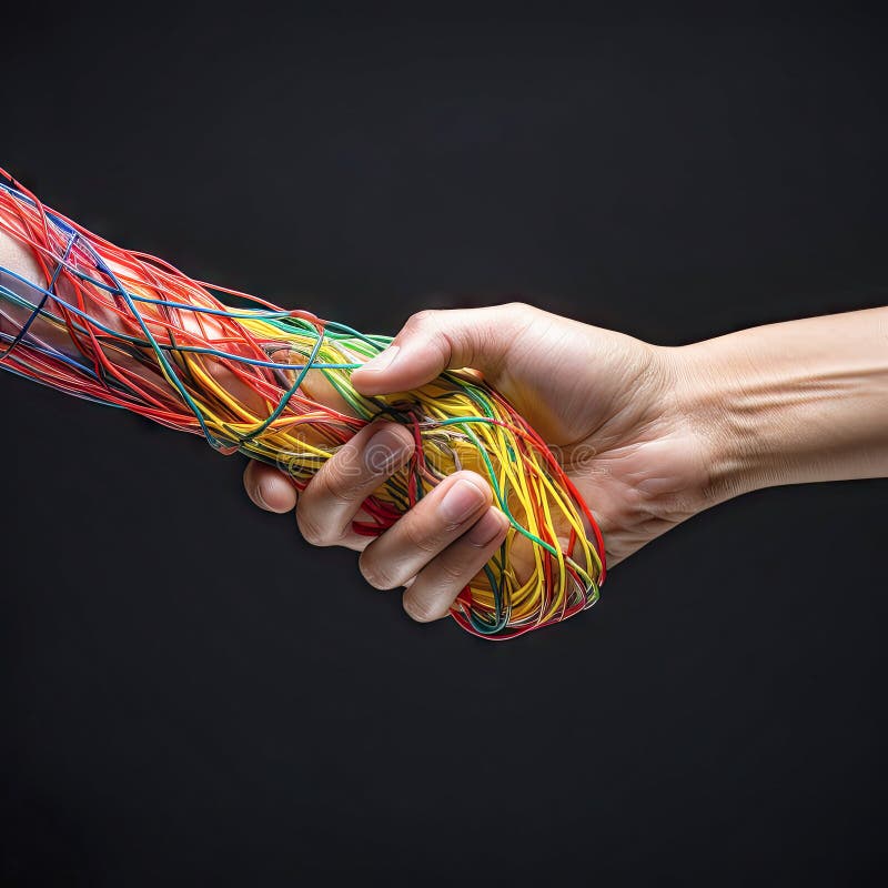 Handshake of a Human-like Hand Just Made with Red Stock Illustration ...