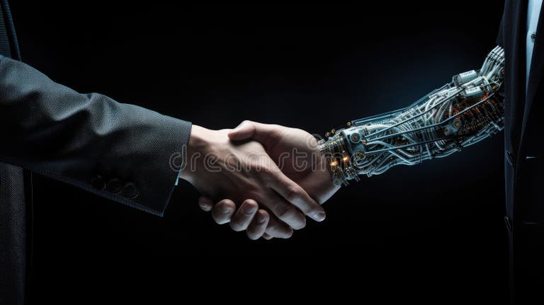 A Handshake between a Human and a Machine, Symbolizing Human-machine ...
