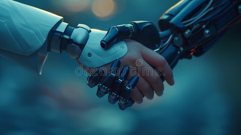 Handshake between Human and Robot Stock Illustration - Illustration of ...