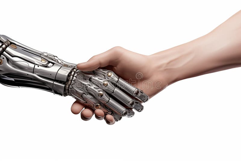Handshake between Human and Robot Stock Photo - Image of isolated ...