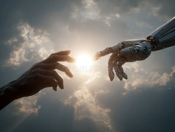 A Handshake between a Human and Robot, Symbolizing AI Unification ...