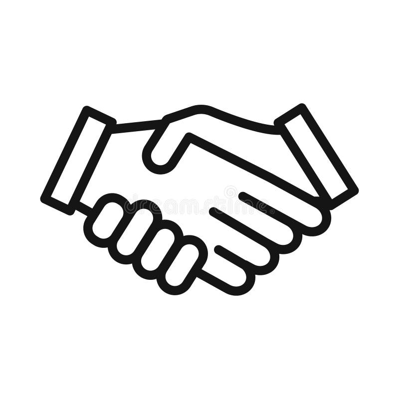 Handshake Icon Black Line Art Vector Stock Illustration - Illustration ...