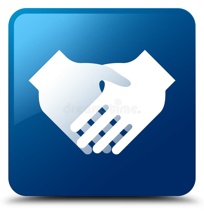 Handshake Icon Blue Square Button Stock Illustration - Illustration of ...