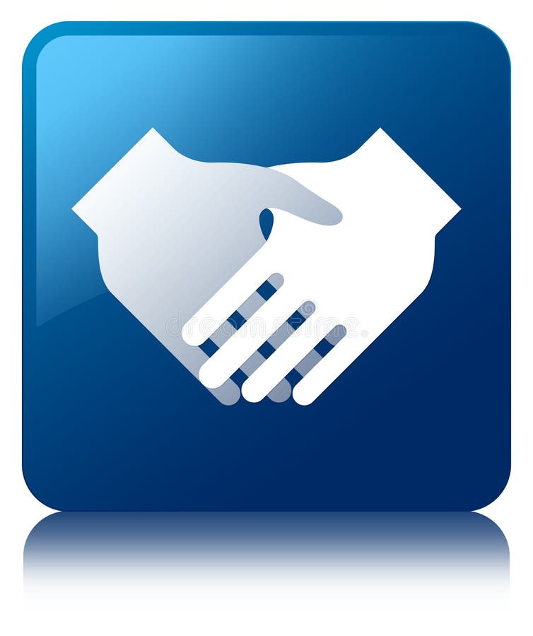 Handshake Icon Blue Square Button Stock Illustration - Illustration of ...