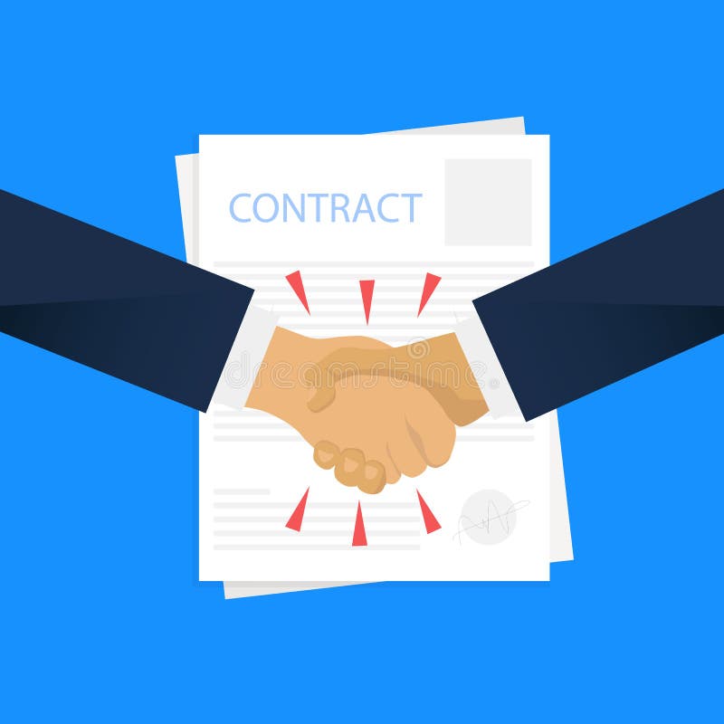 Handshake Icon of Business Partners with Contract Paper, Vector Stock ...