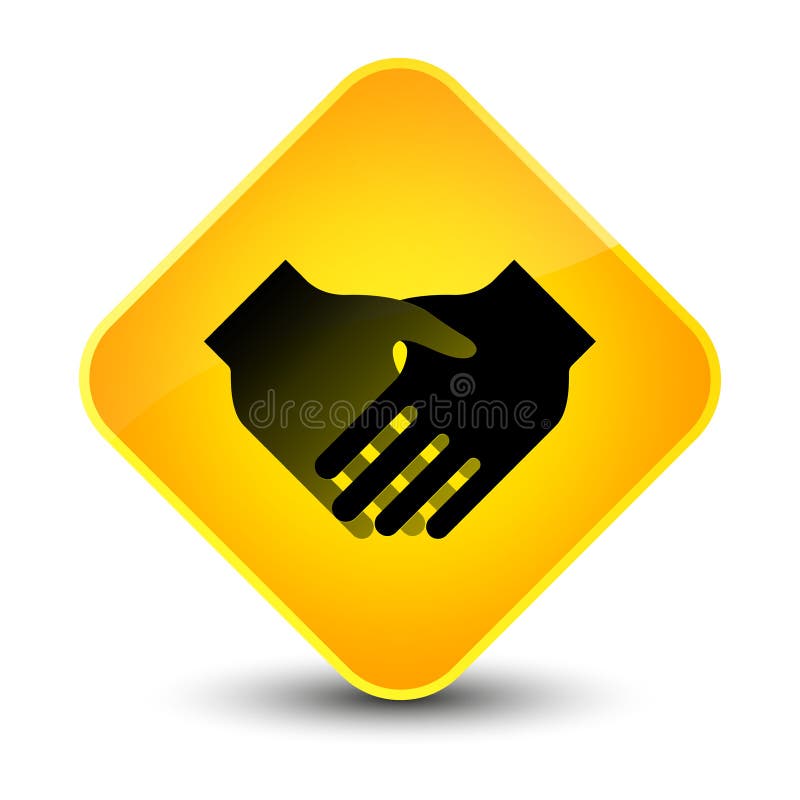 Handshake Icon Elegant Yellow Diamond Button Stock Illustration ...