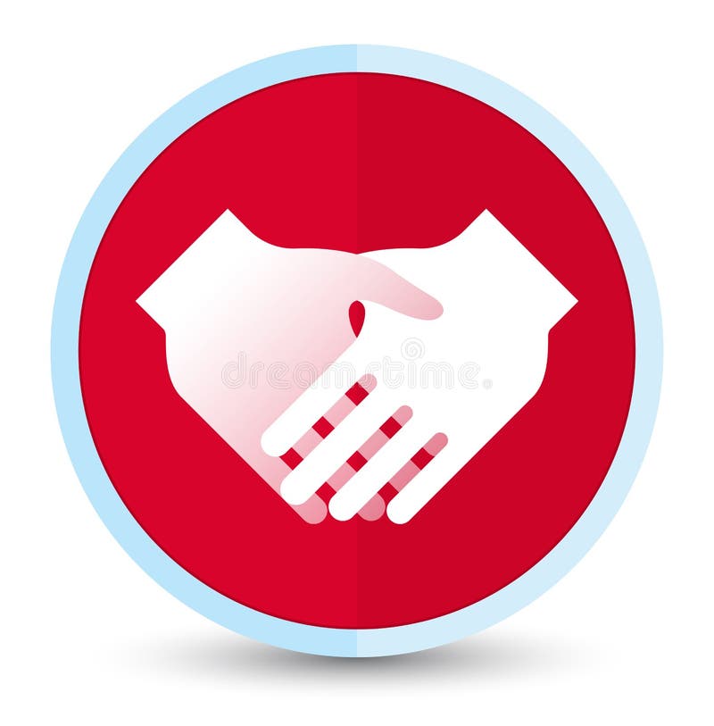 Handshake Icon Flat Prime Red Round Button Stock Vector - Illustration ...