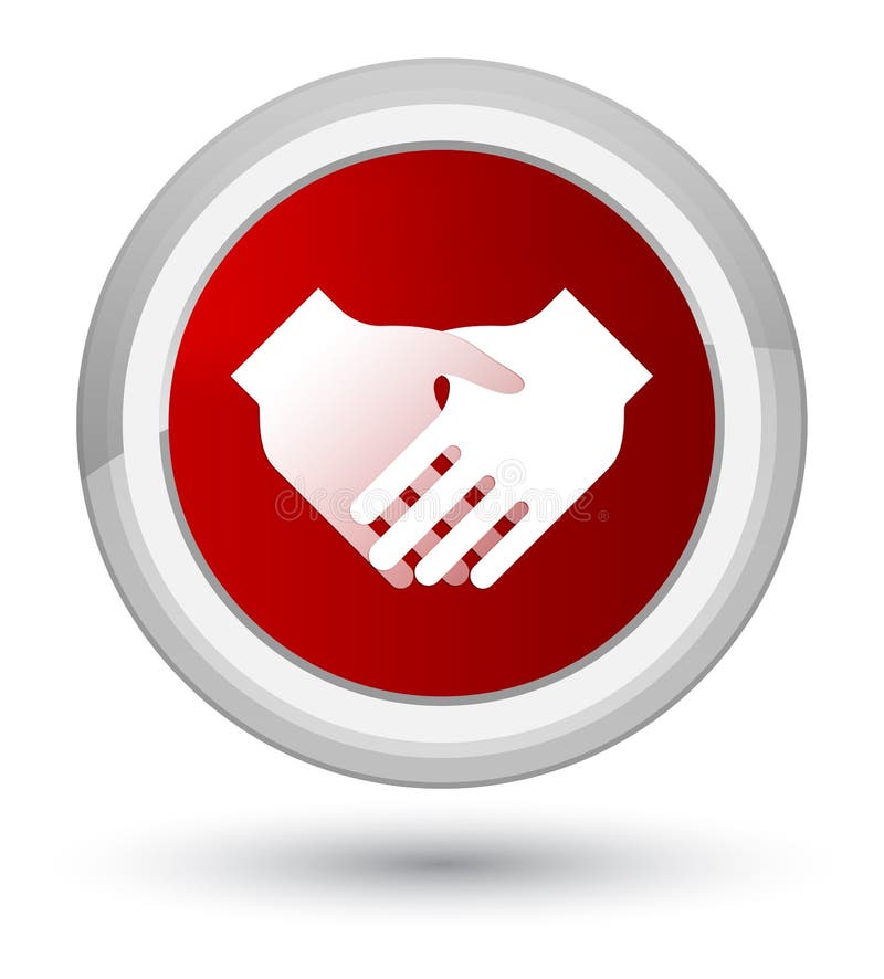 Handshake Icon Prime Red Round Button Stock Illustration - Illustration ...