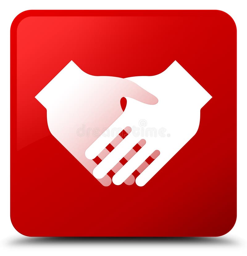 Handshake Icon Red Square Button Stock Illustration - Illustration of ...