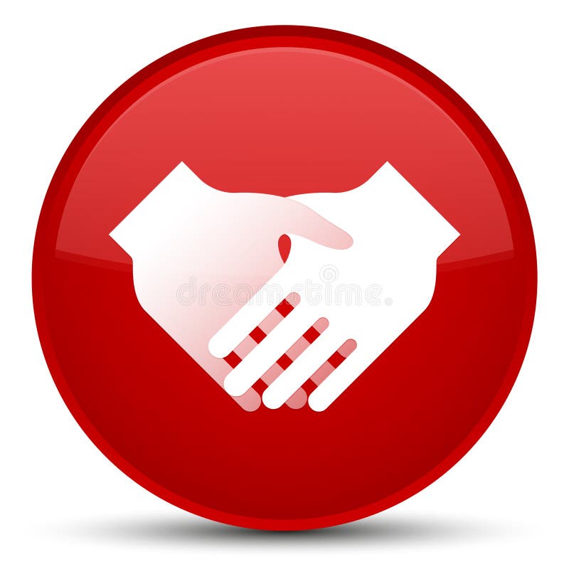 Handshake Icon Special Red Round Button Stock Illustration ...