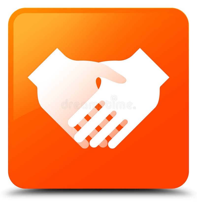 Handshake Icon Orange Square Button Stock Illustration - Illustration ...