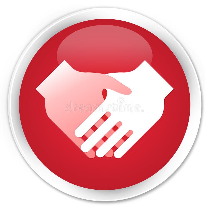 Handshake Icon Premium Red Round Button Stock Illustration ...