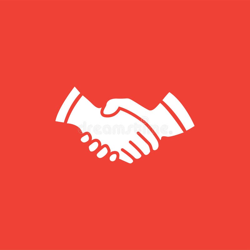 Handshake Icon on Red Background. Red Flat Style Vector Illustration ...