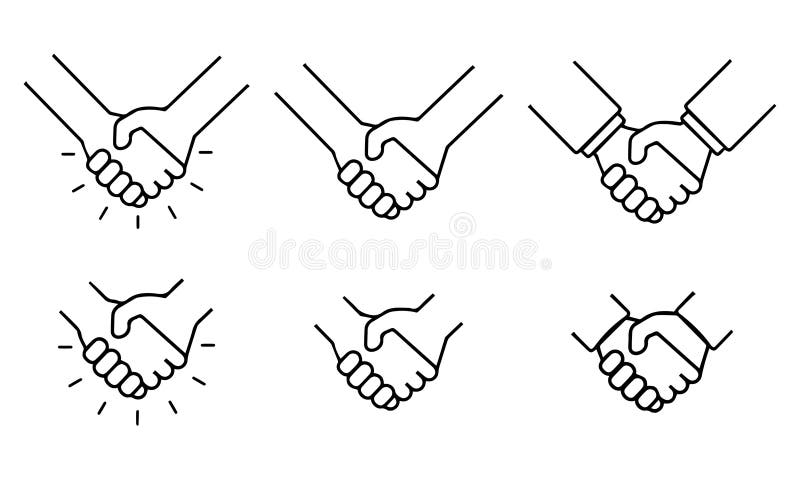 Handshake Icon Set in Black and White. Vector Eps Stock Illustration ...