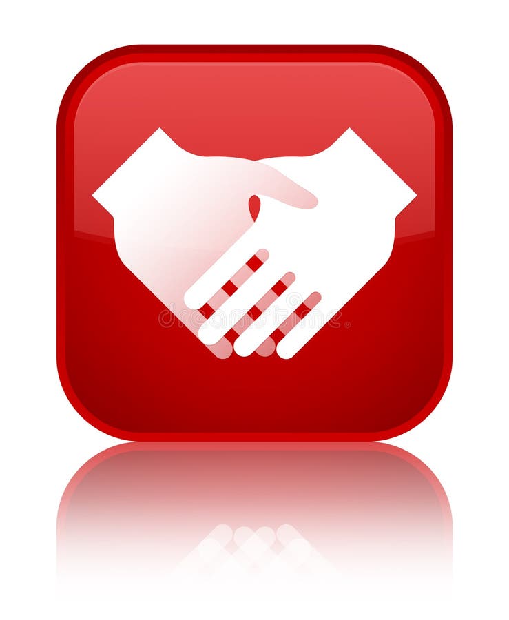 Handshake Icon Special Red Square Button Stock Illustration ...