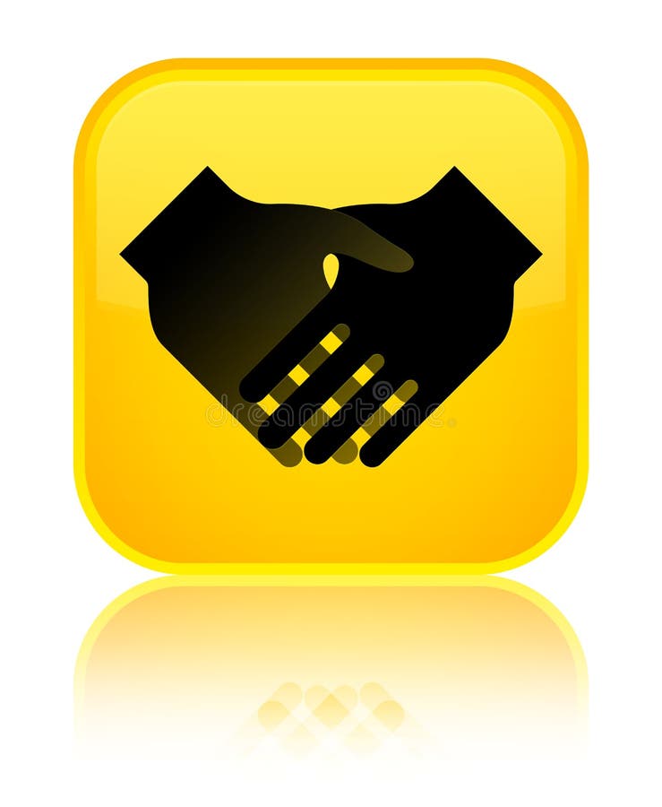 Handshake Icon Special Yellow Square Button Stock Illustration ...