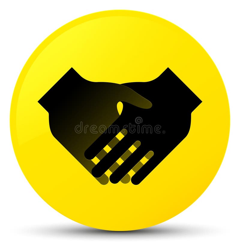 Handshake Icon Yellow Round Button Stock Illustration - Illustration of ...