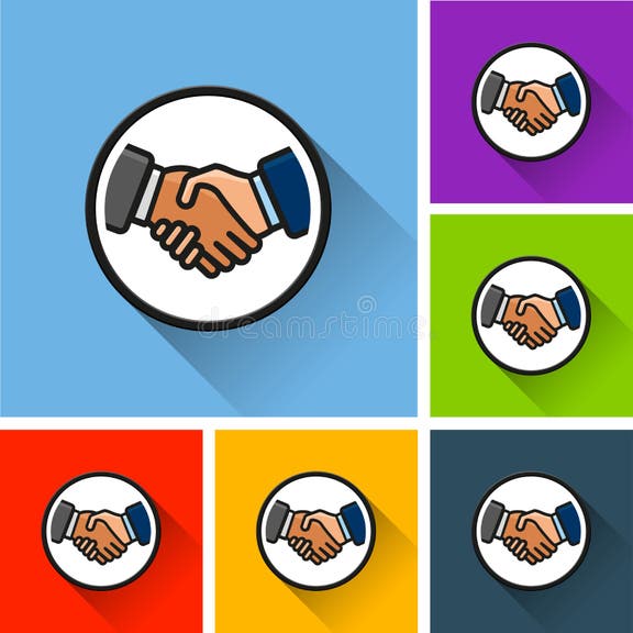 Handshake Icons with Long Shadow Stock Vector - Illustration of ...