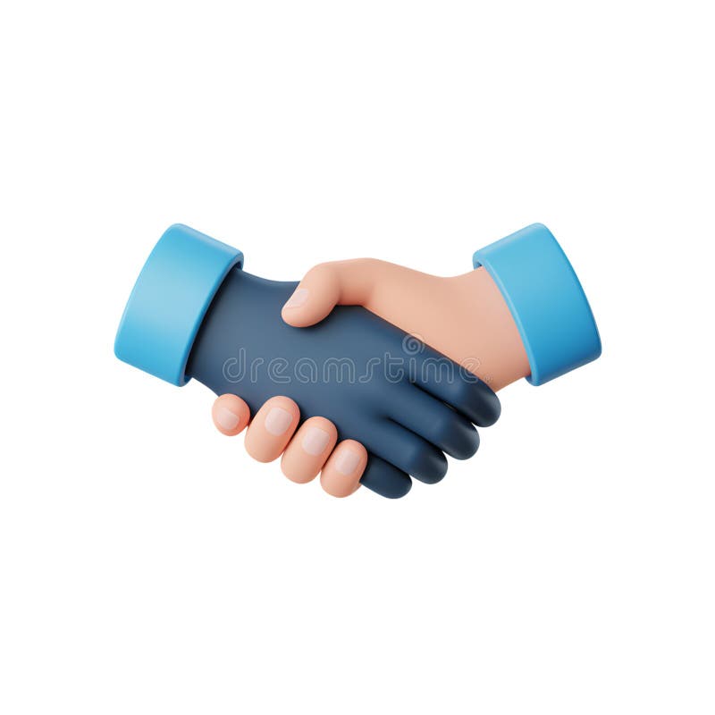 Cartoon Handshake on White, Partnership and Agreement Illustration ...