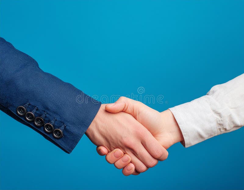 A Handshake Isolated on a Blue Background is a Concept of Relationships ...